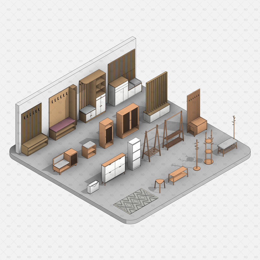 Download Entryway and Hallway Furniture Revit Families | RD Studio