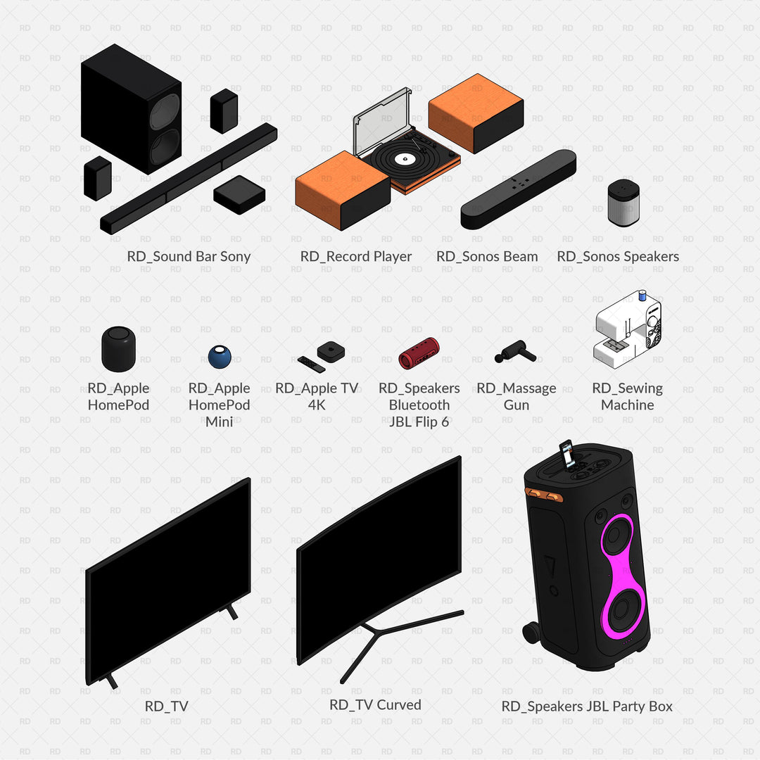 Download 125 House Appliances Families for Revit | RD Studio