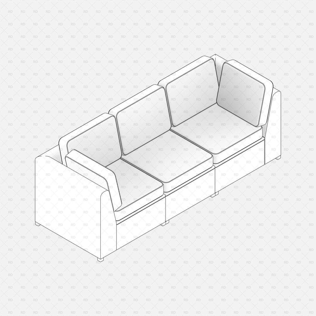 Download FREE Revit IKEA SOLLERÖN 3-seat Modular Sofa 02 | RD Studio
