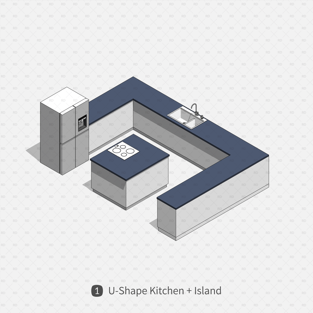 Revit Kitchen Families - 9 Fast Design Layouts - RD Studio