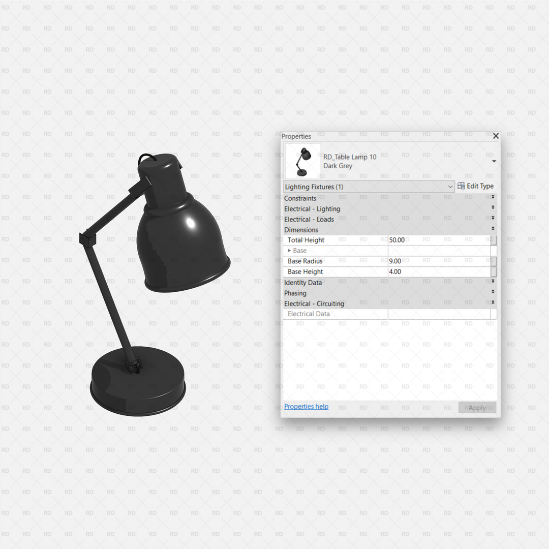 Download 21 Desk Lamps Revit Families | Lighting Fixtures | RD Studio
