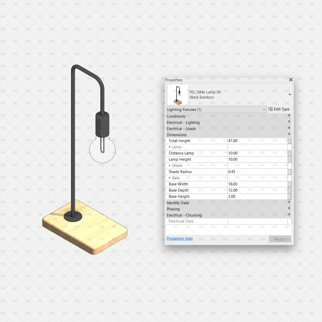 Download 21 Desk Lamps Revit Families | Lighting Fixtures | RD Studio