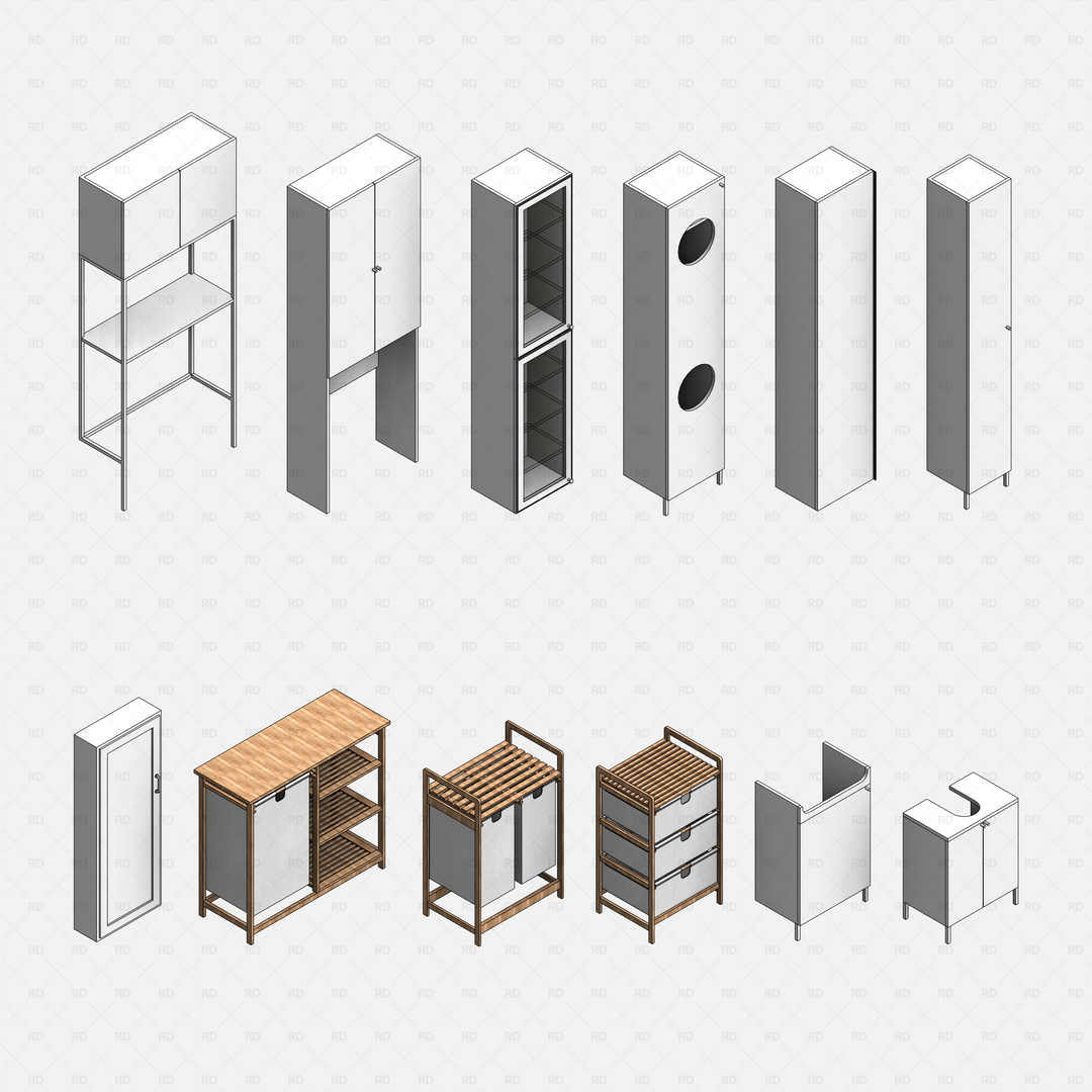 Revit Laundry Room Pack – Washing Machines, Cabinets & More