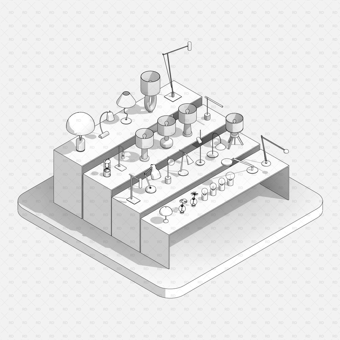 Download 21 Desk Lamps Revit Families | Lighting Fixtures | RD Studio