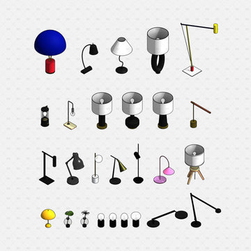 Download 21 Desk Lamps Revit Families | Lighting Fixtures | RD Studio