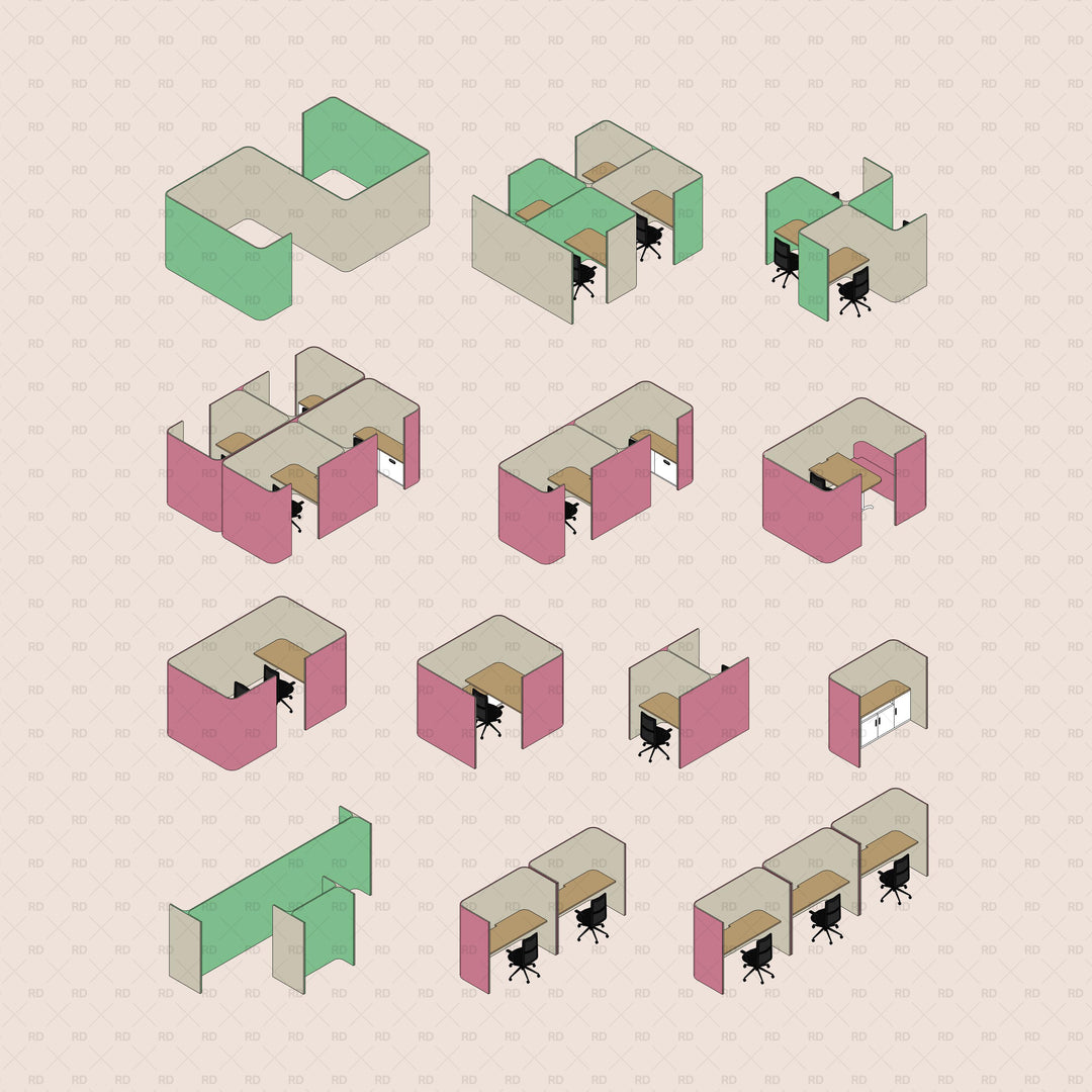 Download Parametric Revit Families - Office Pods | RD Studio