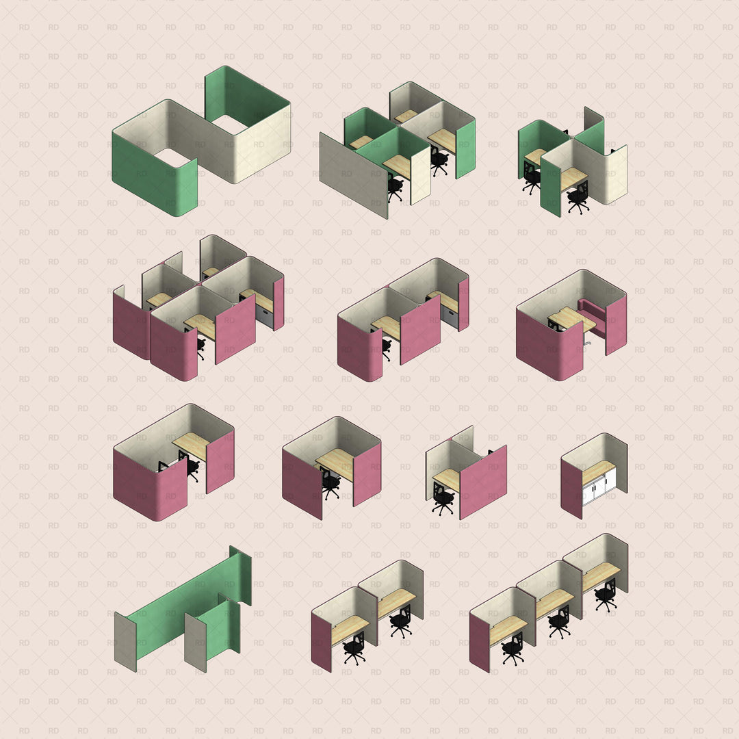 Download Parametric Revit Families - Office Pods | RD Studio