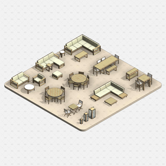 Download Revit Outdoor Furniture - Lounge and Dining