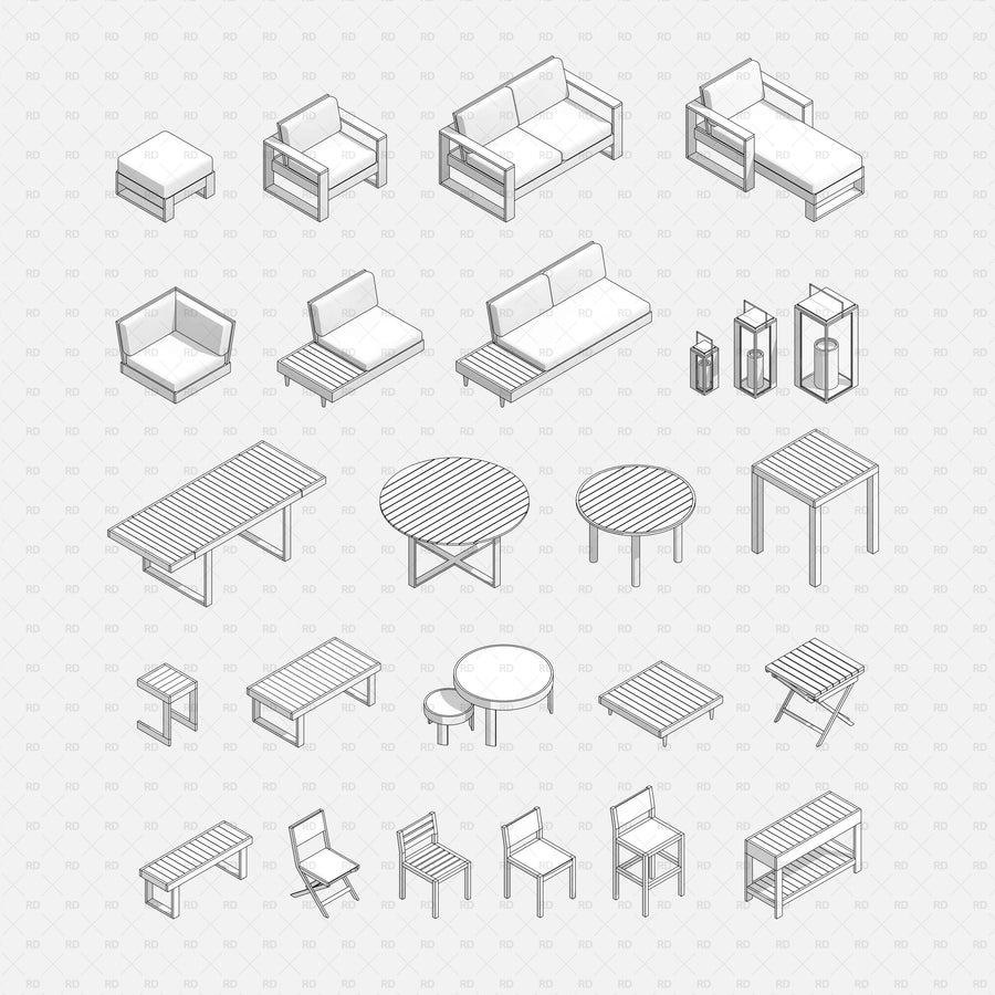 Download Revit Outdoor Furniture - Lounge and Dining