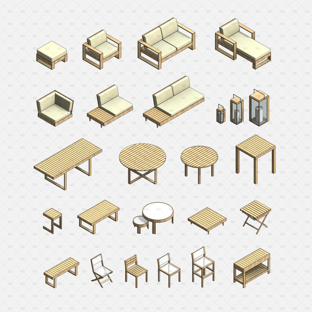 Download Revit Outdoor Furniture - Lounge and Dining
