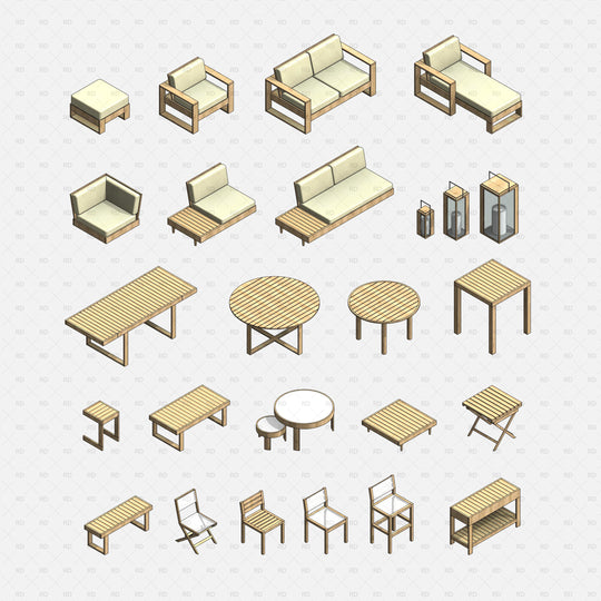 Download Revit Outdoor Furniture - Lounge and Dining