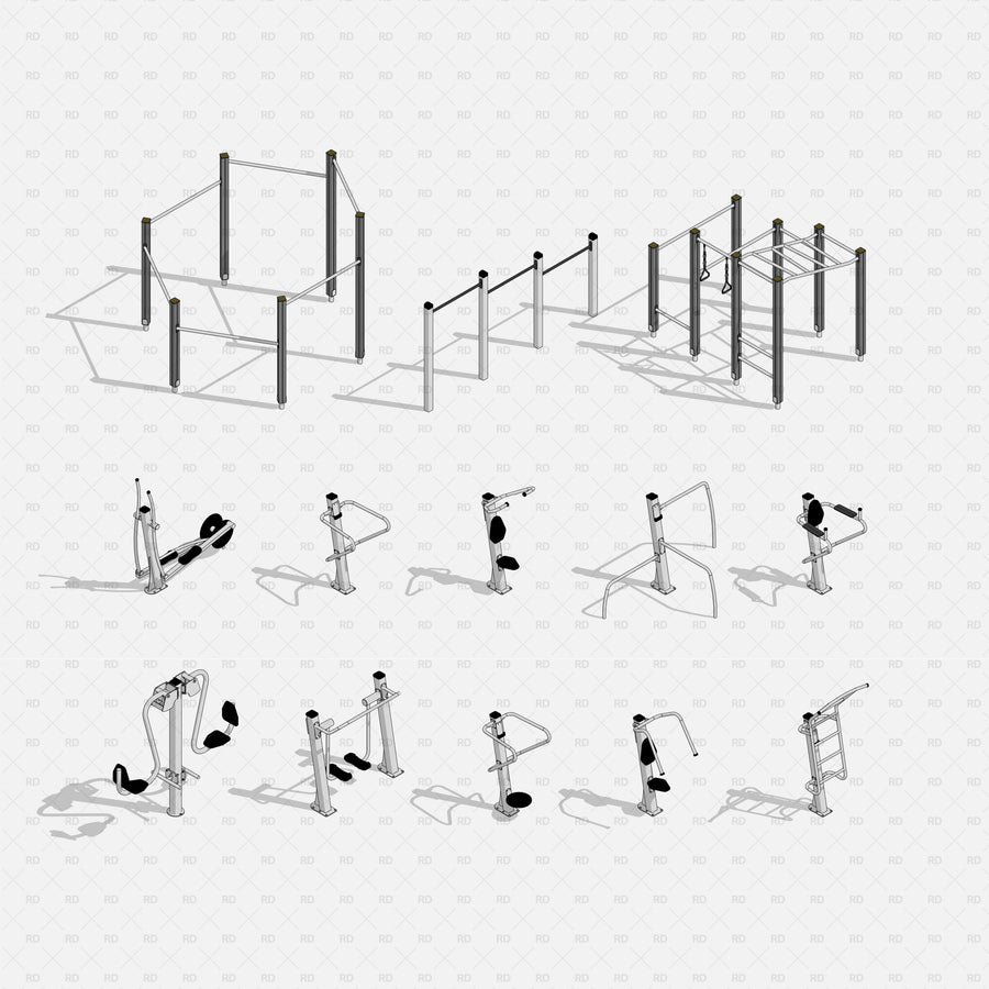 Revit Outdoor Gym Equipment | Revit Sports and Recreation