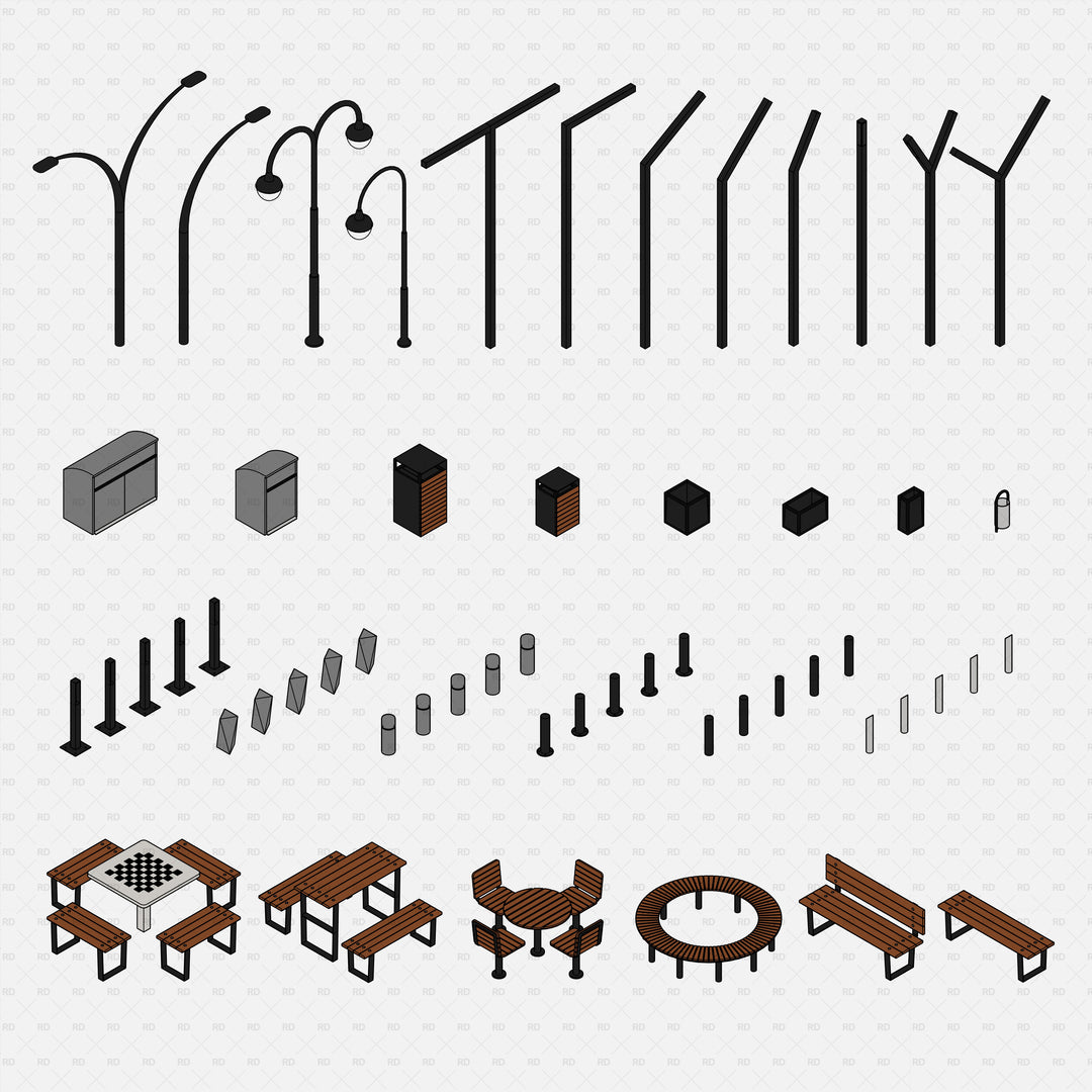 Revit Outdoor Furniture - Revit Street Furniture | RD Studio