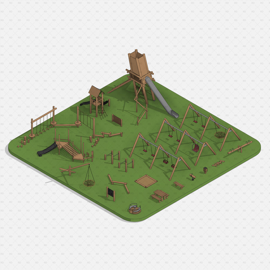 Download Revit Robinia Wooden Playground Families | RD