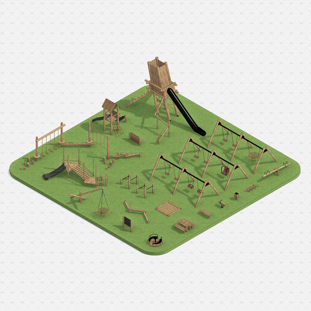 Download Revit Robinia Wooden Playground Families | RD