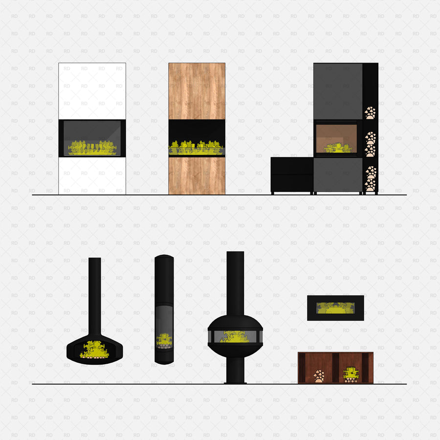 Download 8 Fireplace Revit Families | Generic Model | RD Studio