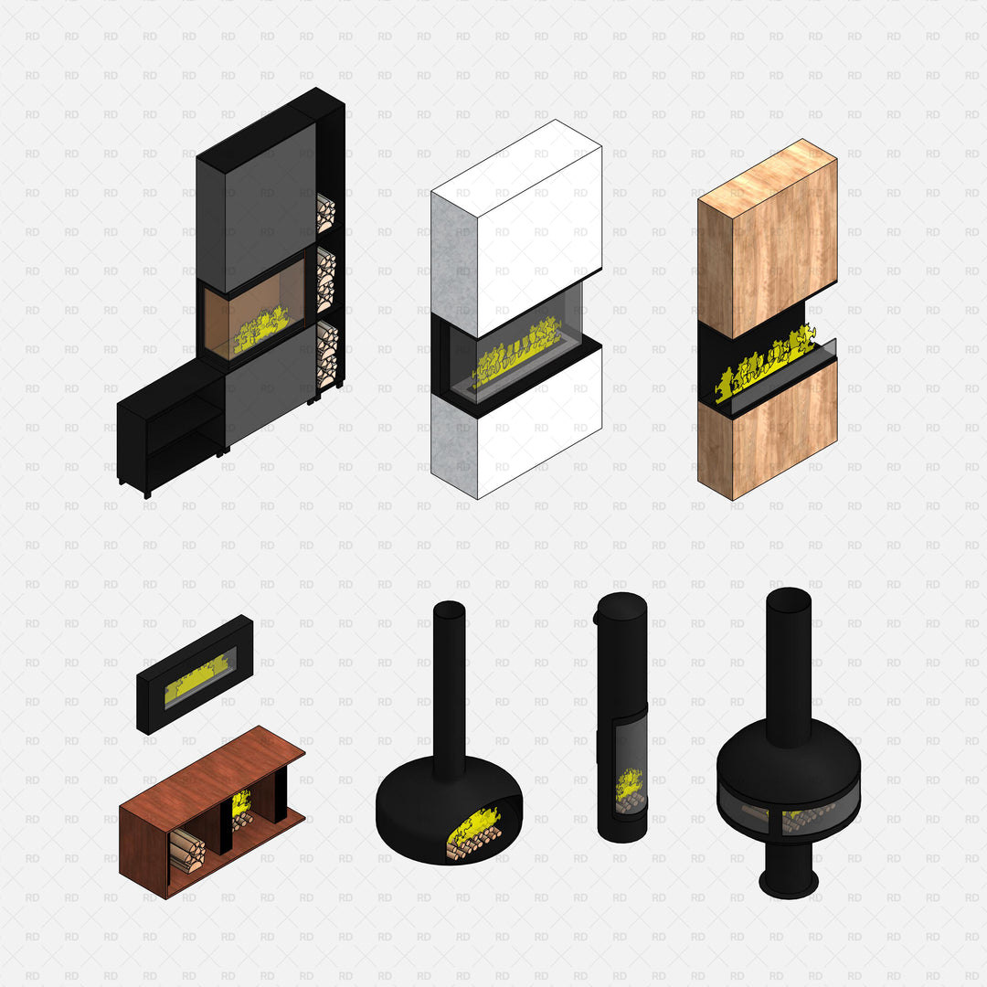 Download 8 Fireplace Revit Families | Generic Model | RD Studio