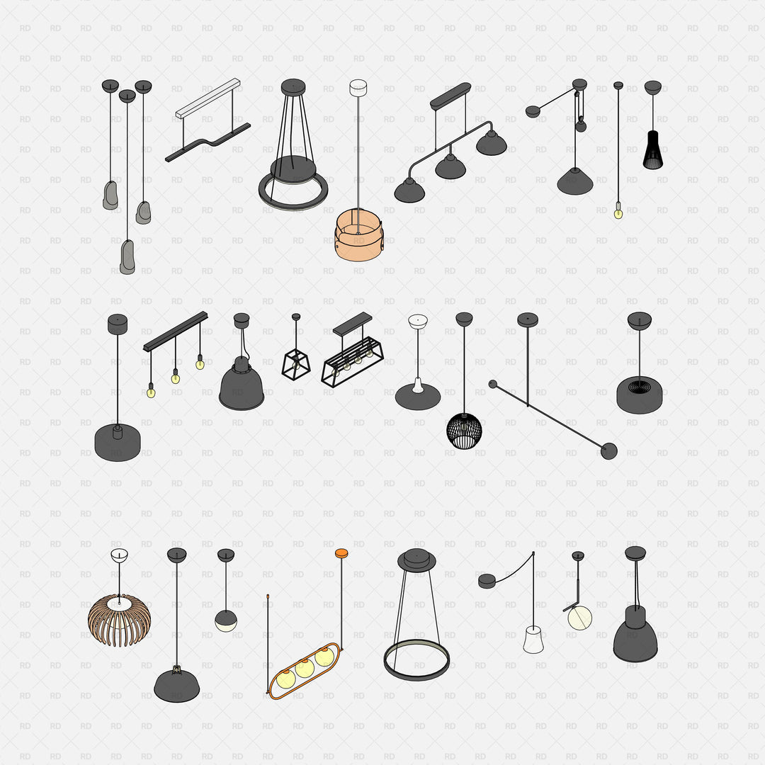 Download 20 Pendants Revit Families | Lighting Fixtures | RD Studio