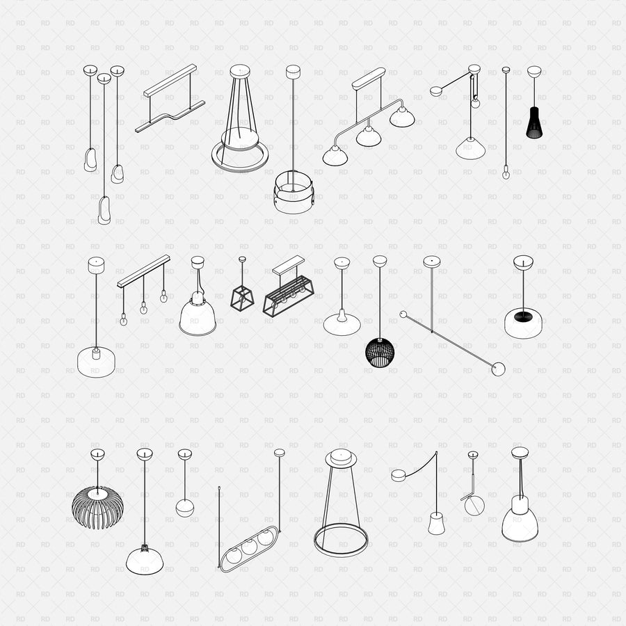 Download 20 Pendants Revit Families | Lighting Fixtures | RD Studio