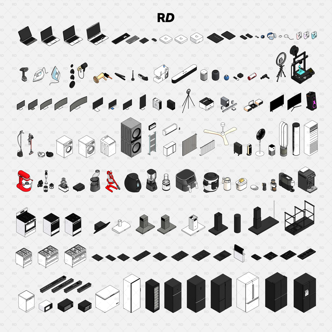 Download 125 House Appliances Families for Revit | RD Studio