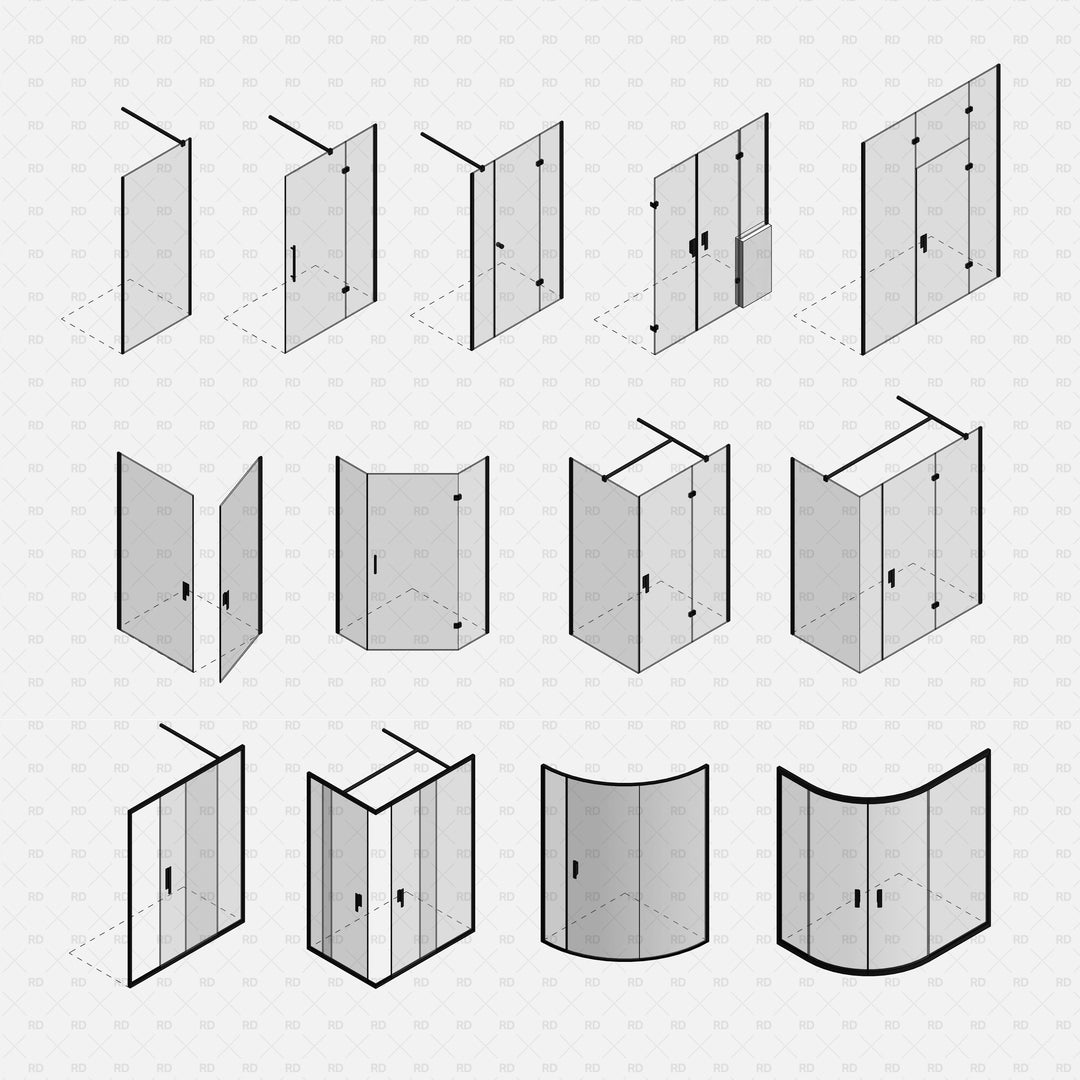 Revit Shower Enclosure Doors Families | Download | RD Studio