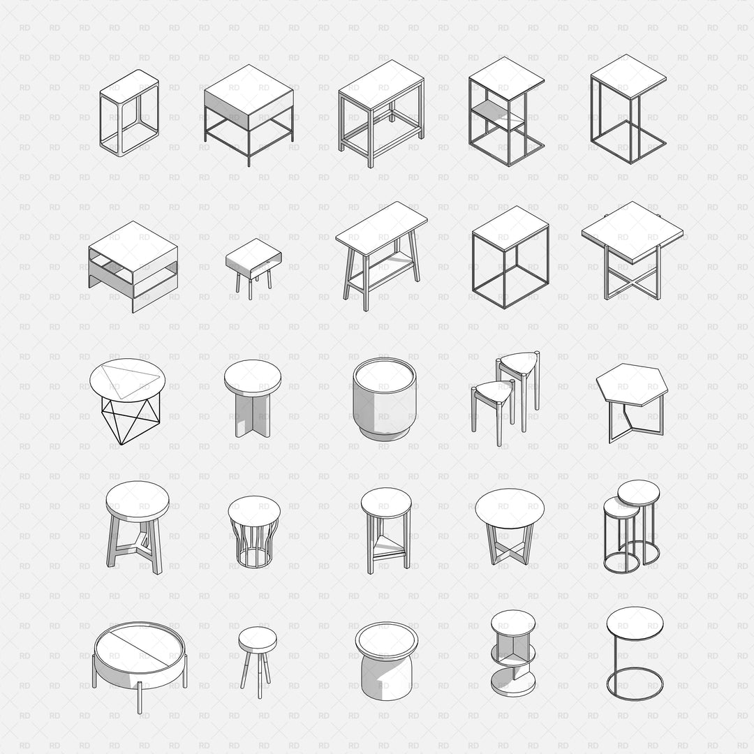 Download Parametric Side Table Revit Families | RD Studio