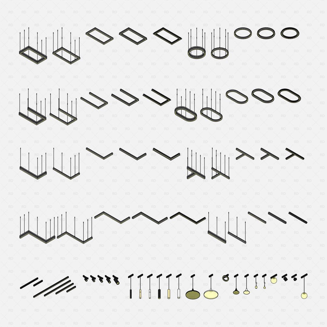 Revit Track Lights Families - Professional Pack (16 Families) | RD Studio