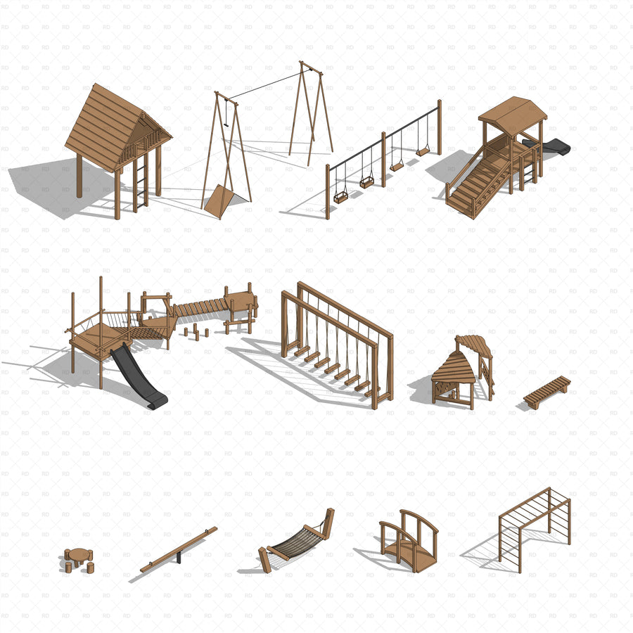 Download Revit Wooden Playground Equipment Families