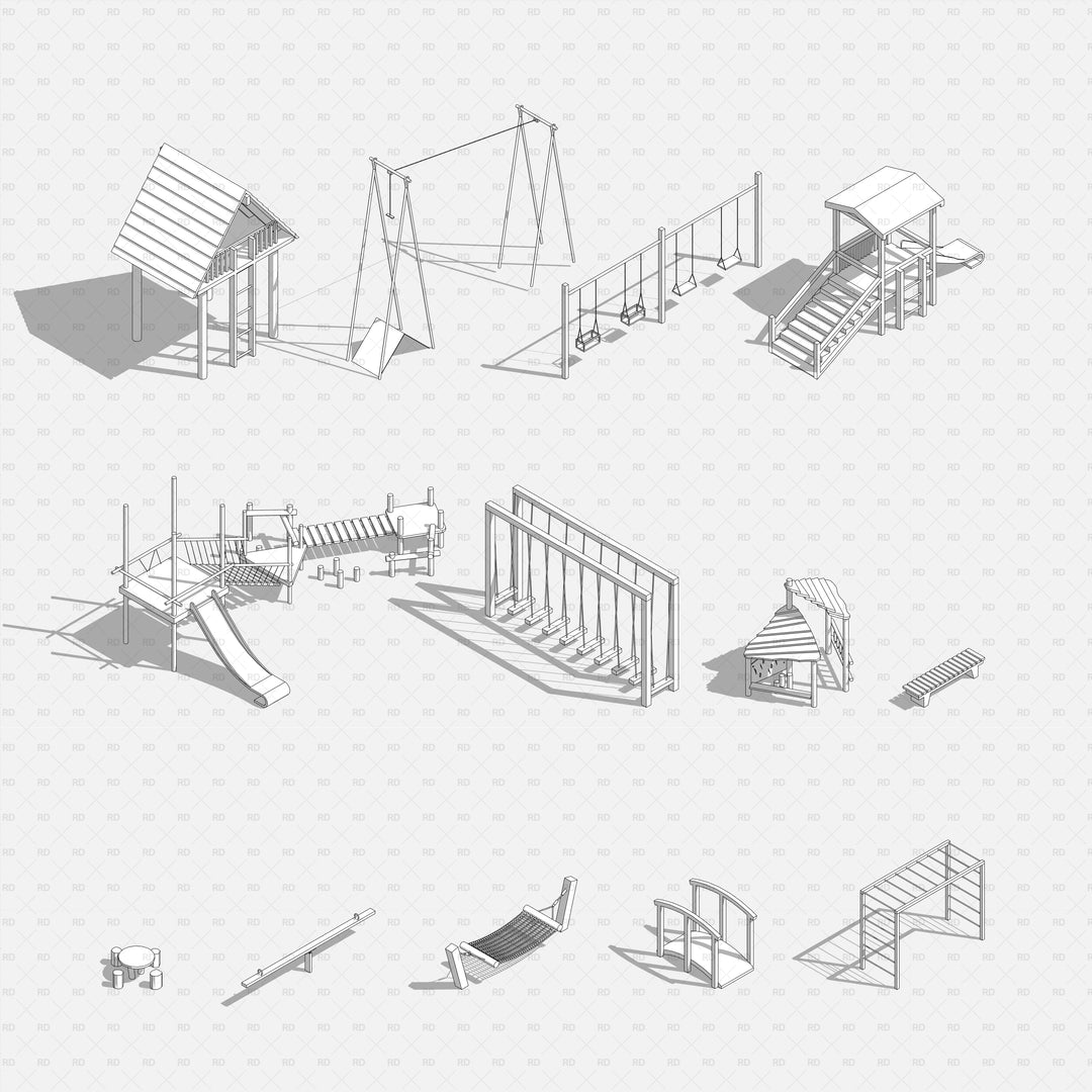 Download Revit Wooden Playground Equipment Families