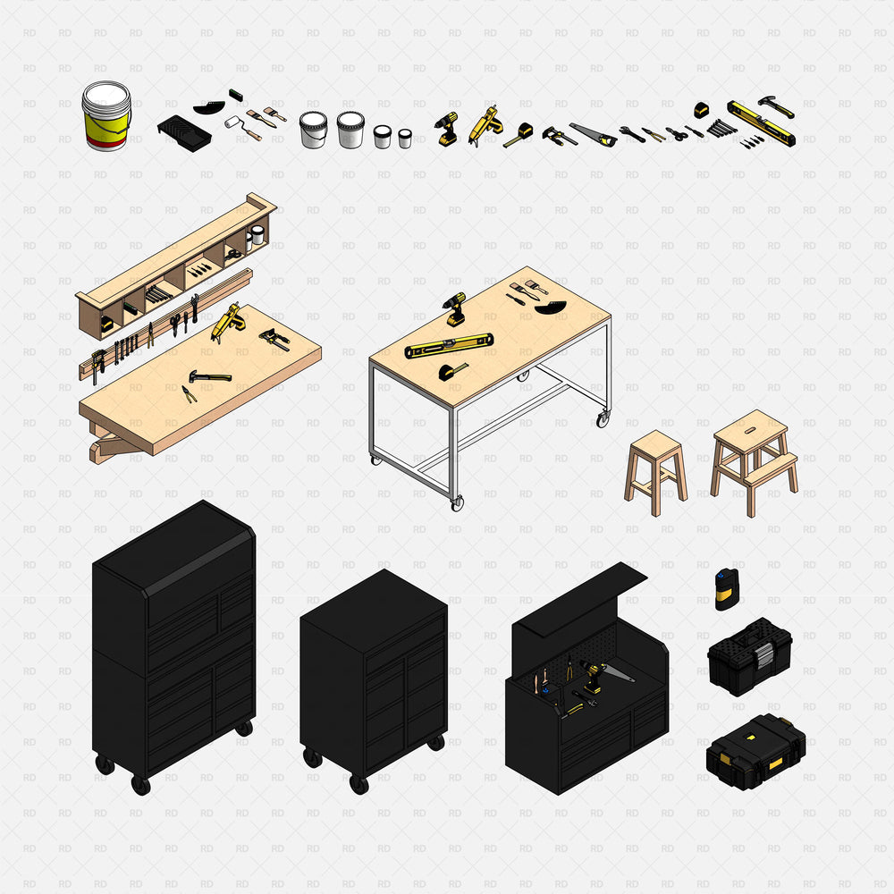 Revit Garage and Workshop Equipment and Tools | RD Studio
