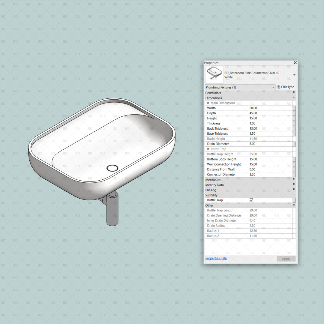 47 Countertop Bathroom Sink Revit Families (.RFA) | Parametric