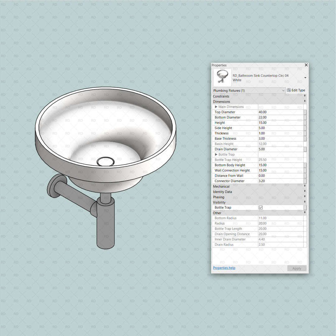 47 Countertop Bathroom Sink Revit Families (.RFA) | Parametric