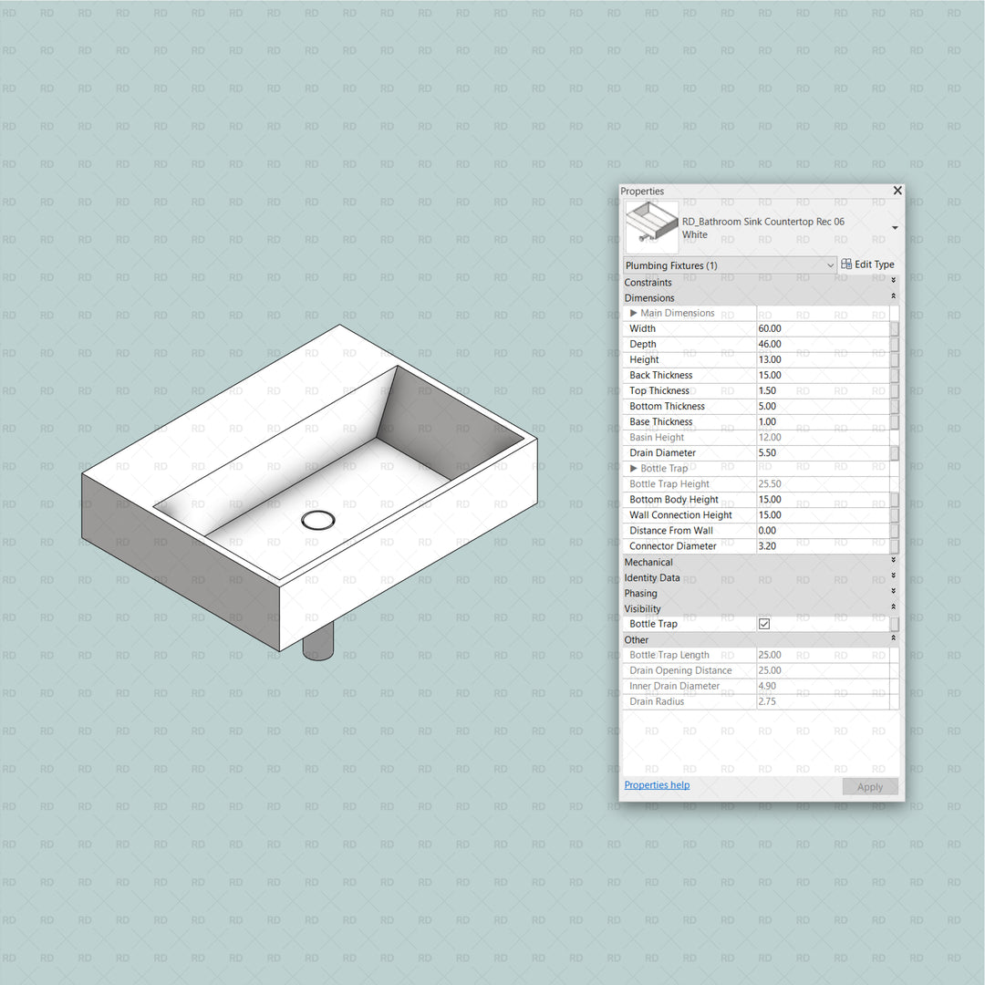 47 Countertop Bathroom Sink Revit Families (.RFA) | Parametric