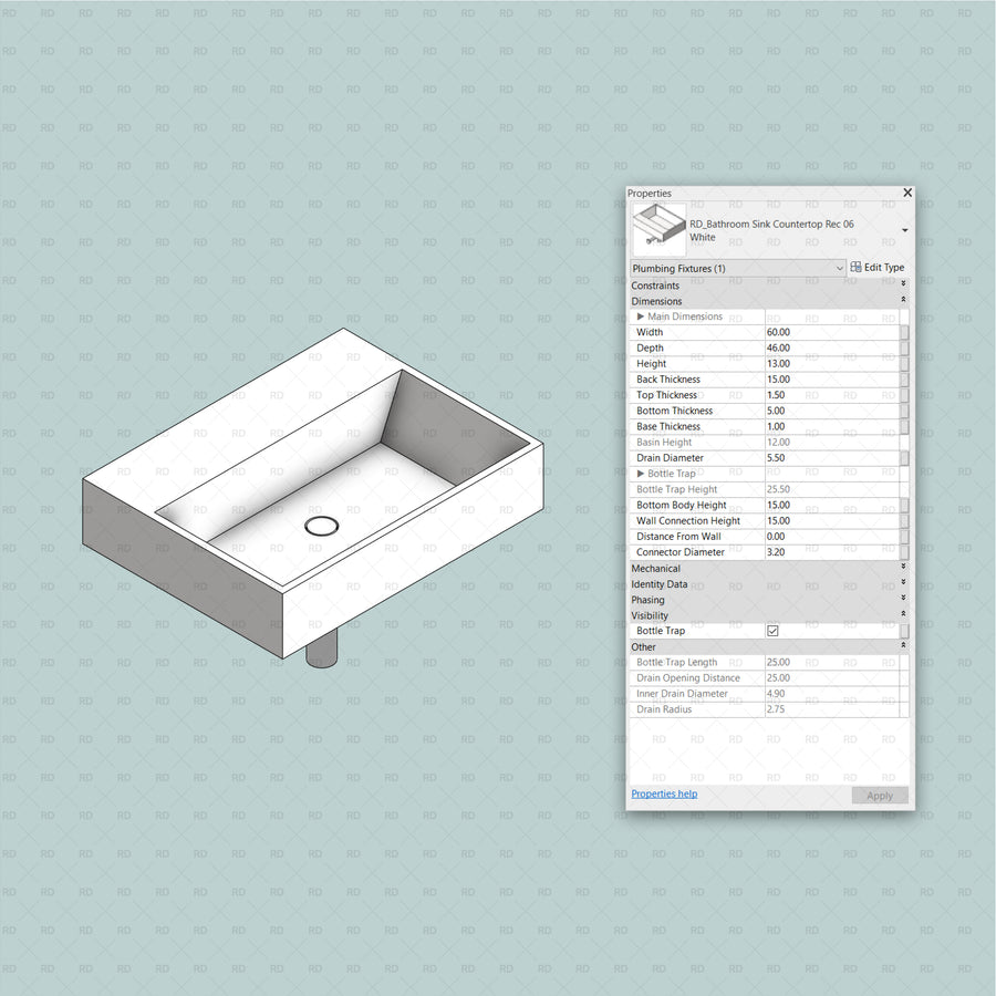 47 Countertop Bathroom Sink Revit Families (.RFA) | Parametric