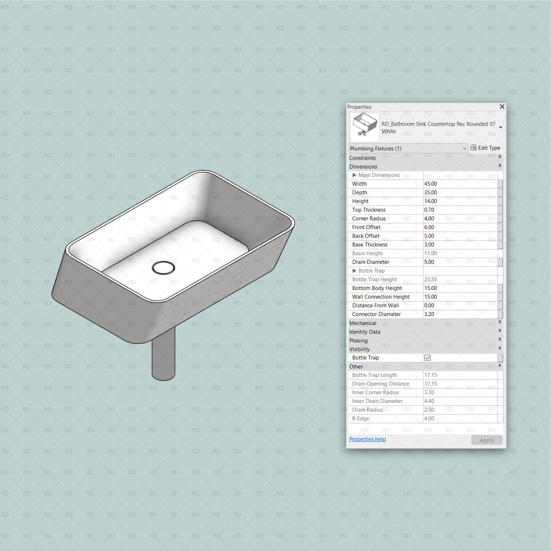 47 Countertop Bathroom Sink Revit Families (.RFA) | Parametric