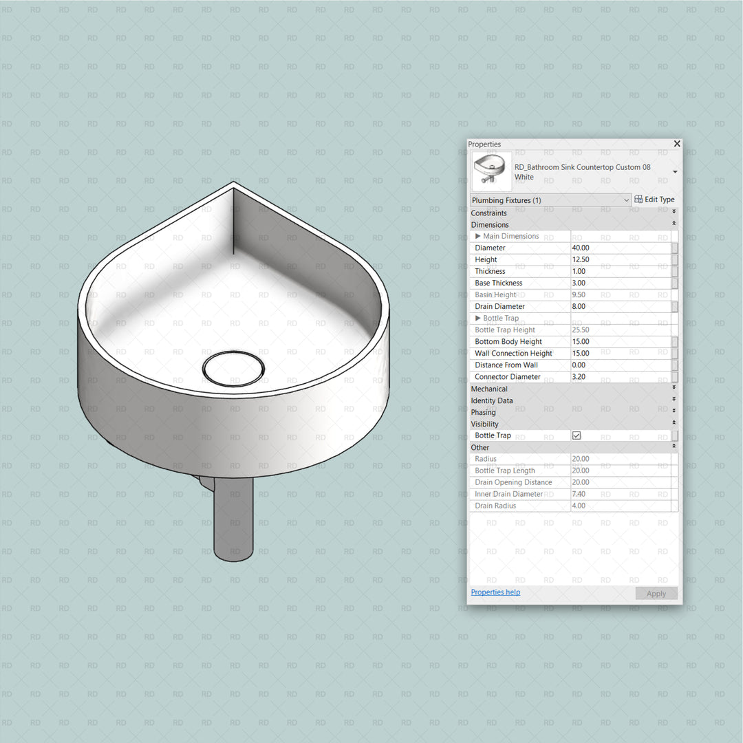 47 Countertop Bathroom Sink Revit Families (.RFA) | Parametric