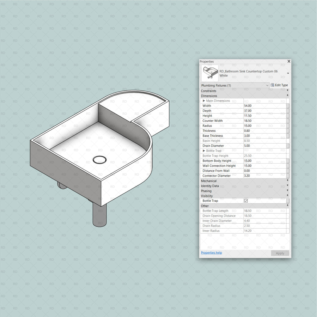 47 Countertop Bathroom Sink Revit Families (.RFA) | Parametric
