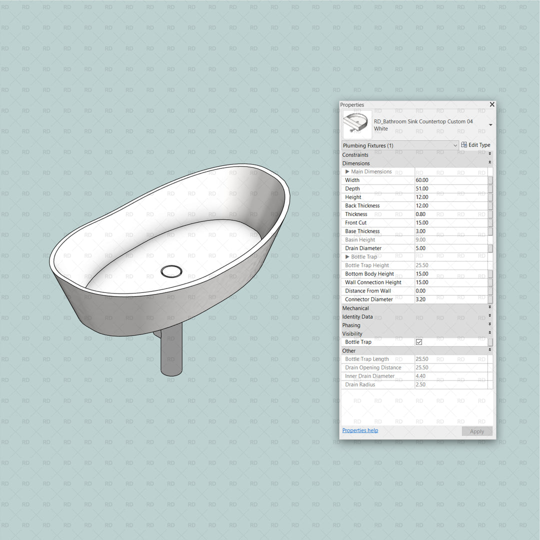 47 Countertop Bathroom Sink Revit Families (.RFA) | Parametric
