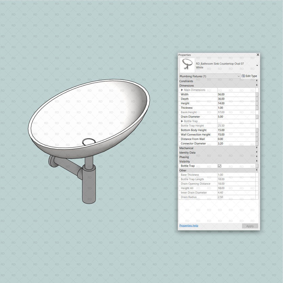 Revit Bathroom Sinks - 47 Countertop Basins | RD Studio