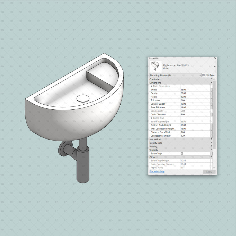 Wall Mounted & Corner Bathroom Sink Revit Families | Parametric