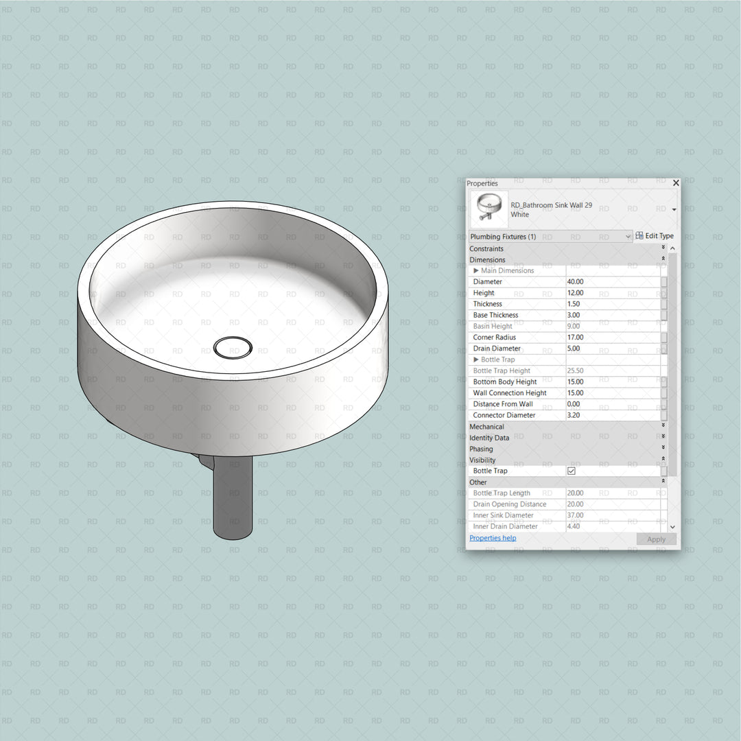 Wall Mounted & Corner Bathroom Sink Revit Families | Parametric