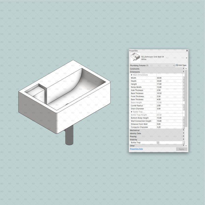 Wall Mounted & Corner Bathroom Sink Revit Families | Parametric