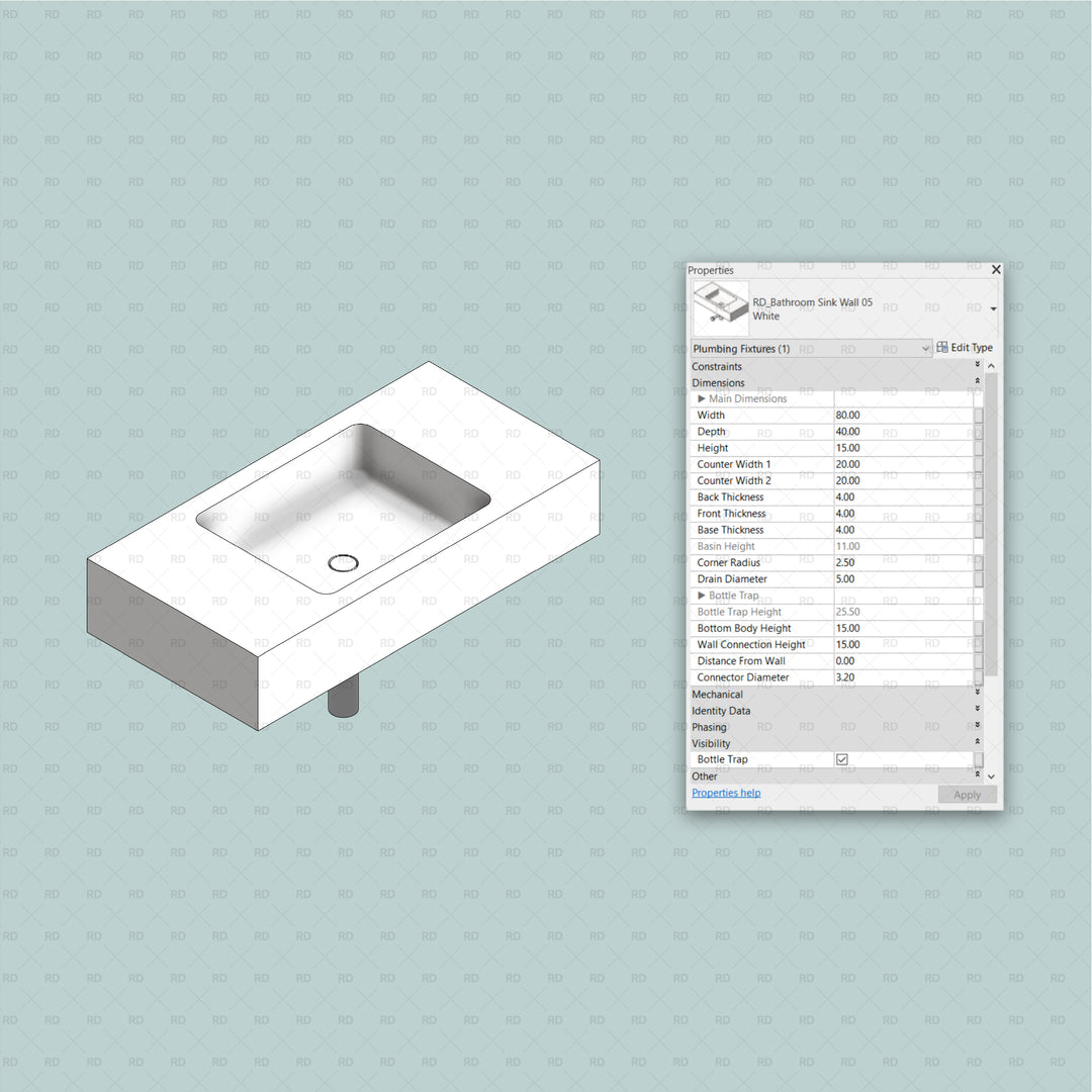Wall Mounted & Corner Bathroom Sink Revit Families | Parametric
