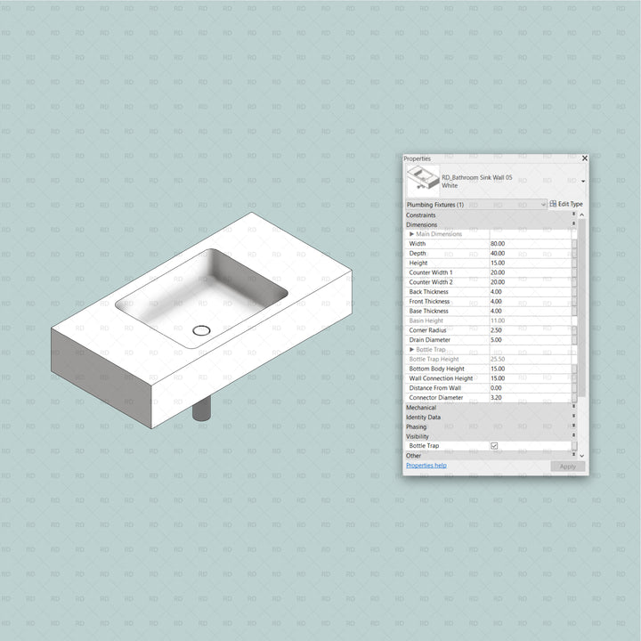 Wall Mounted & Corner Bathroom Sink Revit Families | Parametric