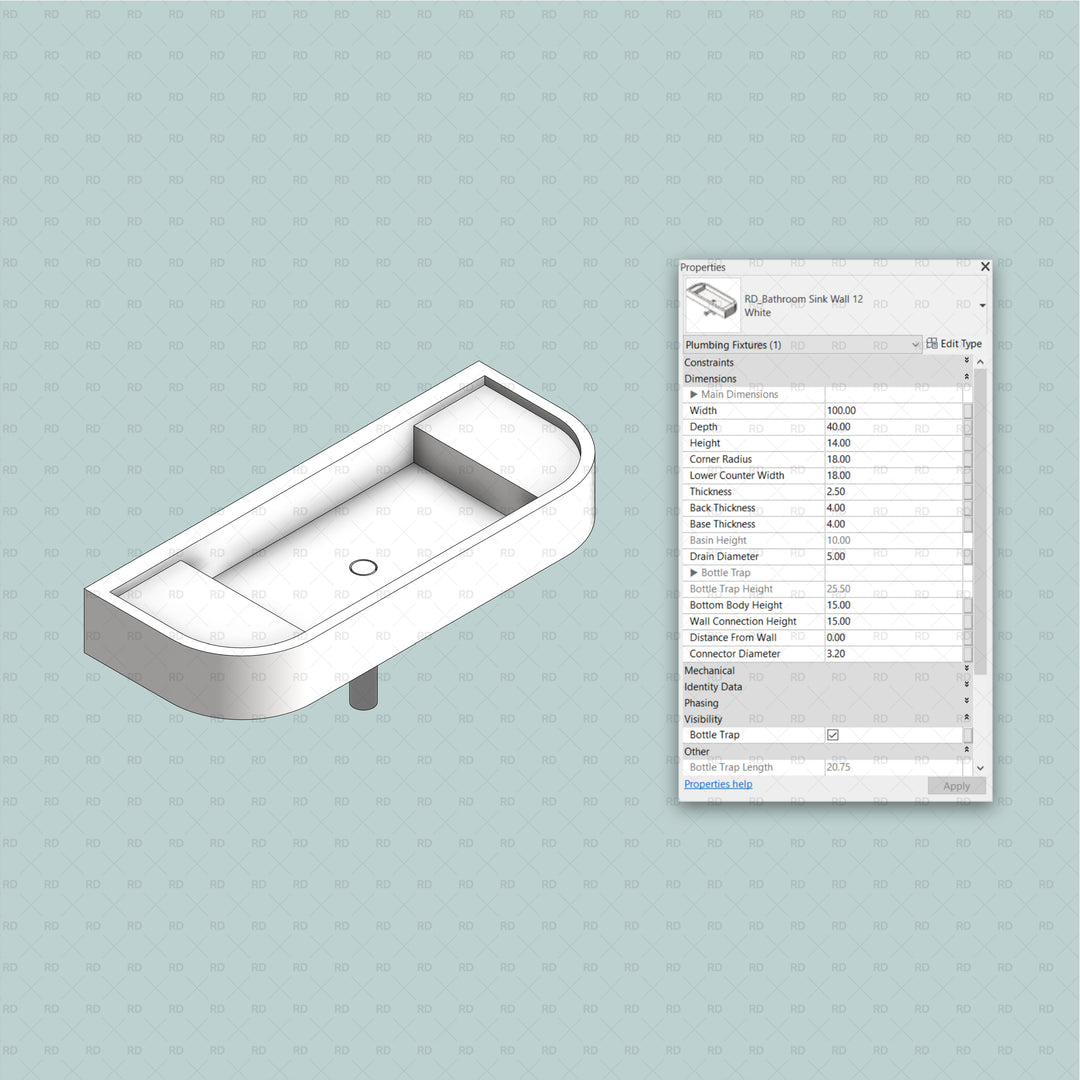 Wall Mounted & Corner Bathroom Sink Revit Families | Parametric