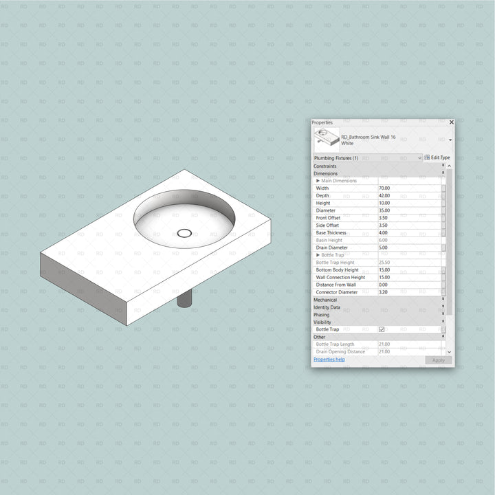 Wall Mounted & Corner Bathroom Sink Revit Families | Parametric