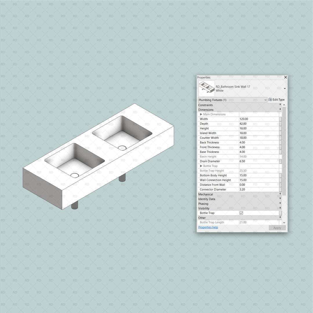 Wall Mounted & Corner Bathroom Sink Revit Families | Parametric