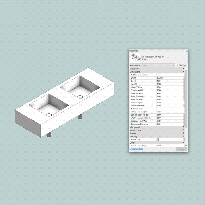 Wall Mounted & Corner Bathroom Sink Revit Families | Parametric