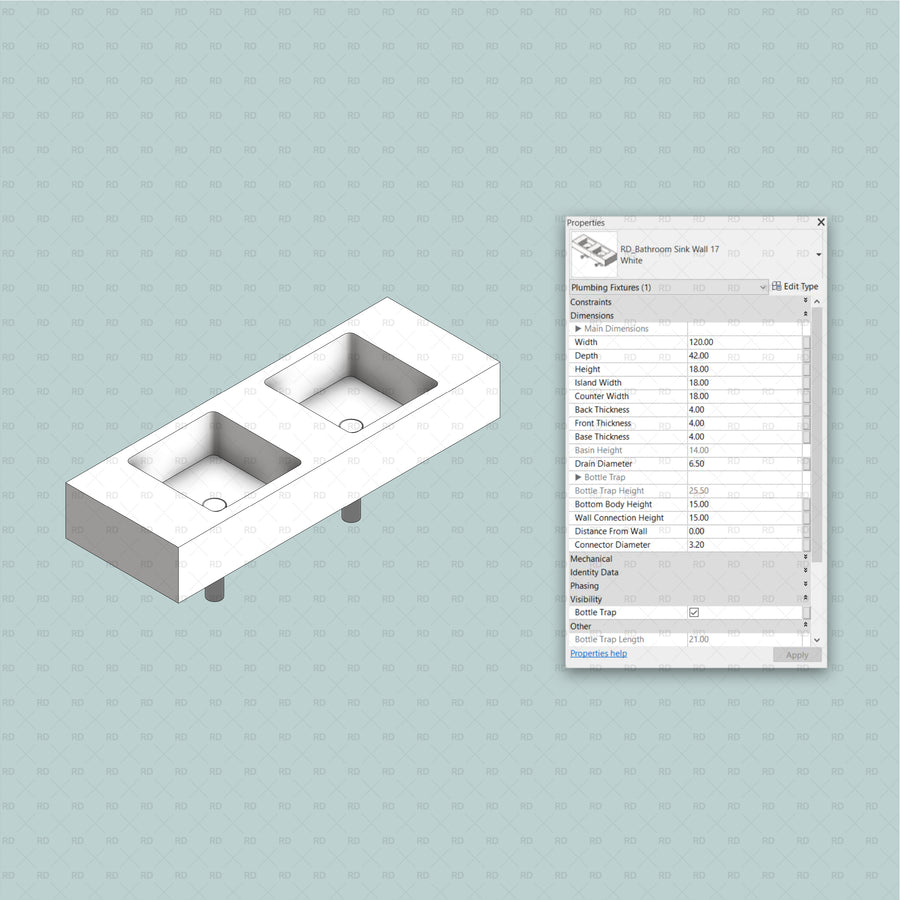 Wall Mounted & Corner Bathroom Sink Revit Families | Parametric