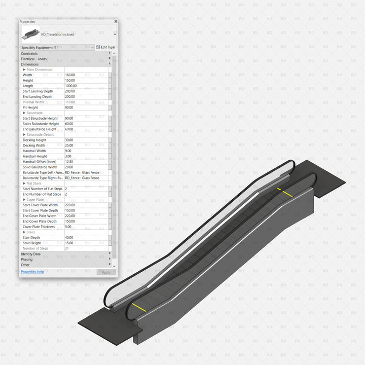 Download Escalator and Travelator Revit Families | RD Studio
